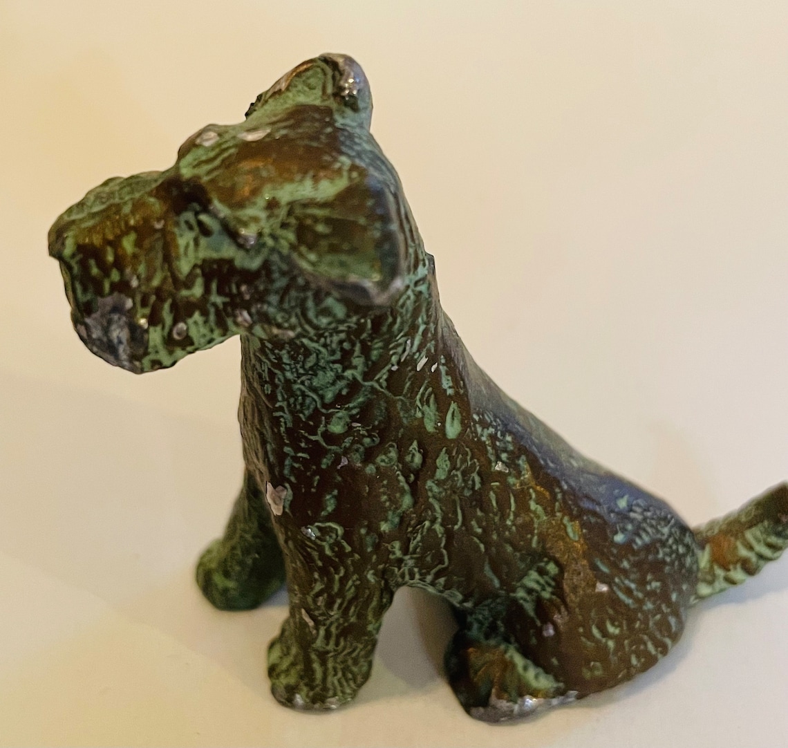 Brass or Bronze Terrier Dog Figurine With Patina Brass, Copper, Zinc - Etsy