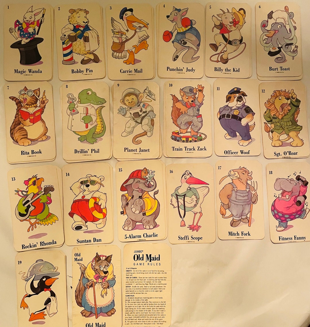 Vintage Jumbo Old Maid Cards - Etsy