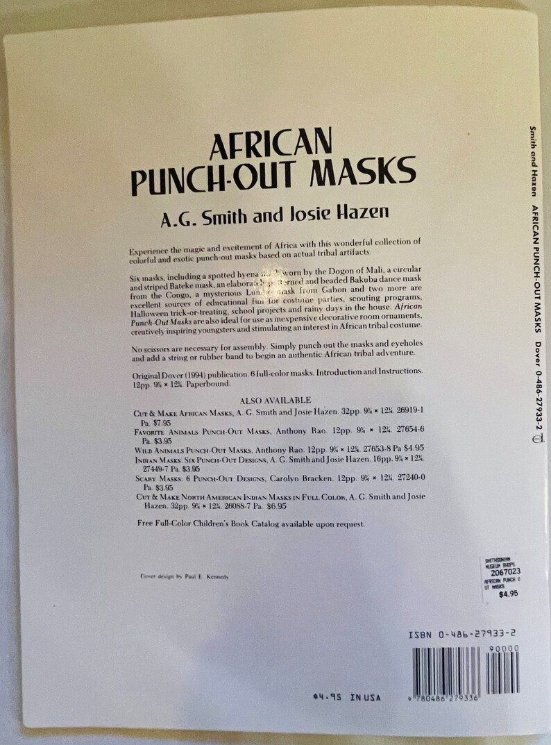 African Punch-out Masks Book - Etsy