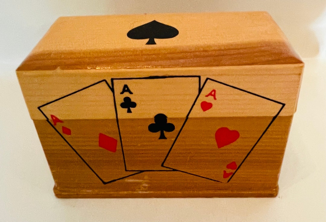 Vintage Wooden Playing Card Case - Etsy