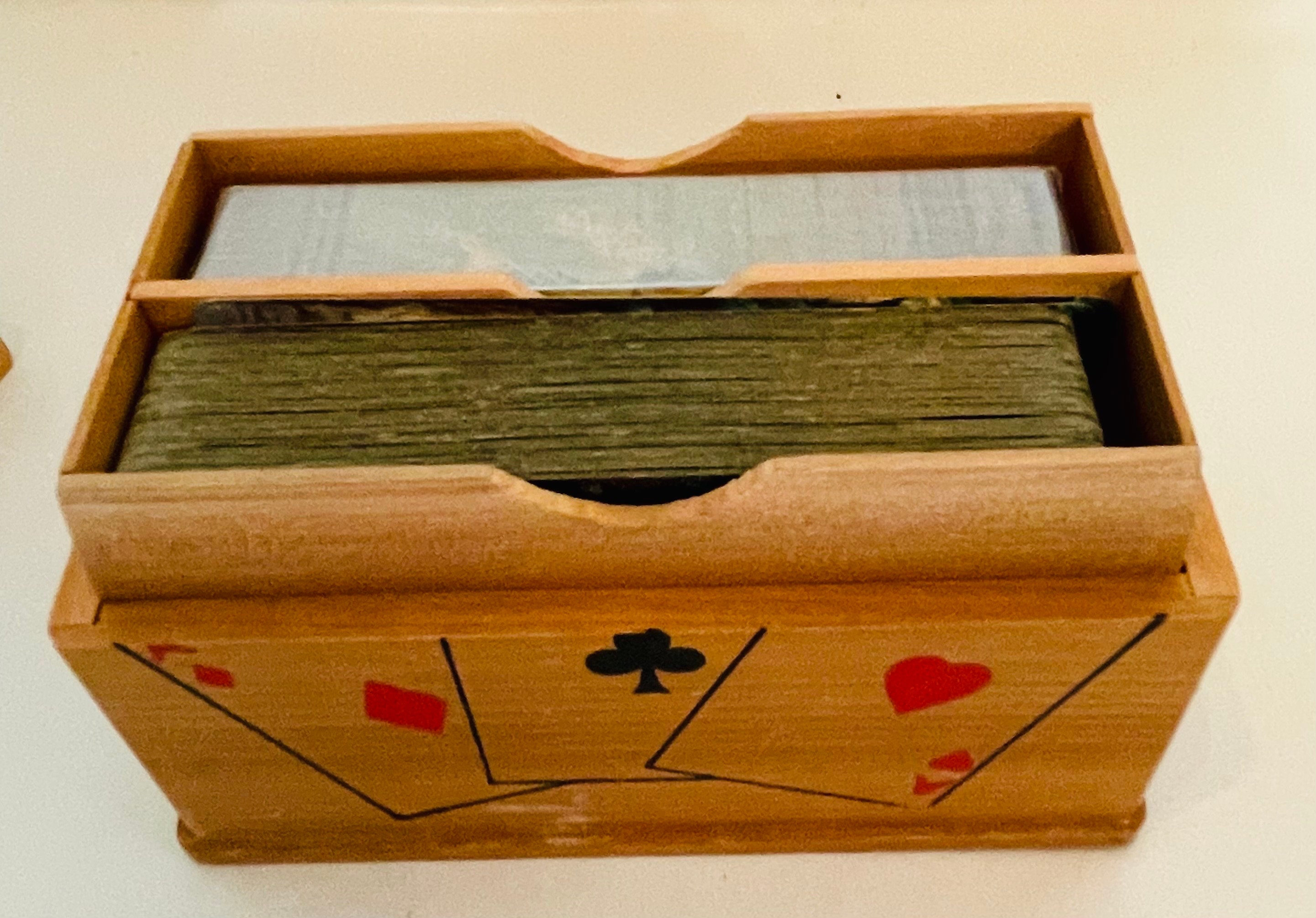 Vintage Wooden Playing Card Case - Etsy