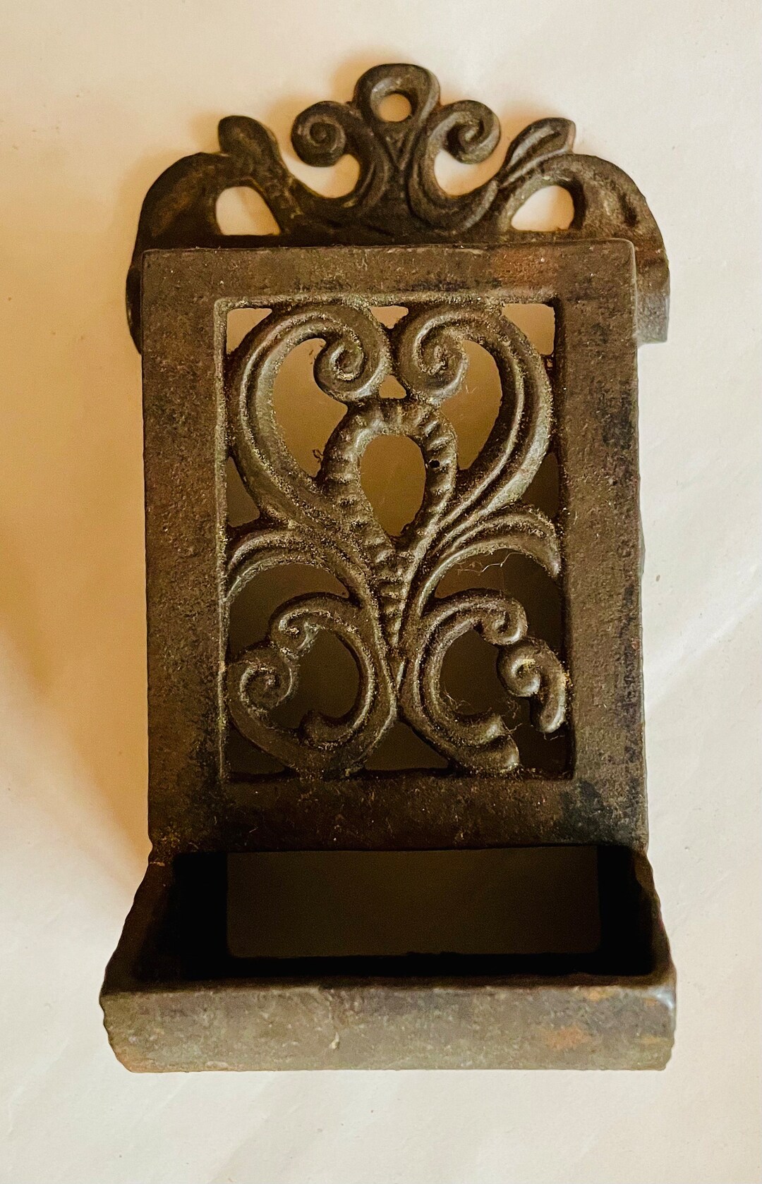 Vintage Cast Iron Matchbox Holder Wall Mount - Etsy