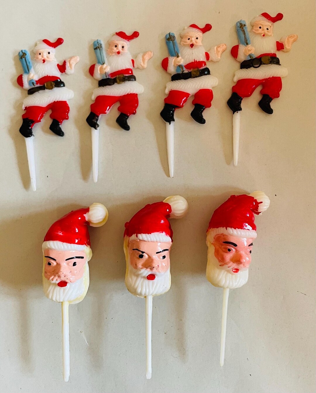 Vintage Santa Cake Toppers - Lot of 7 - Etsy