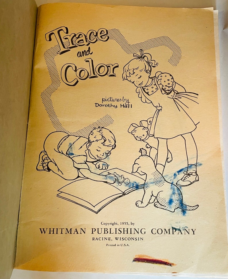 Vintage Whitman Trace and Color Coloring Book by Dorothy Hall - Etsy