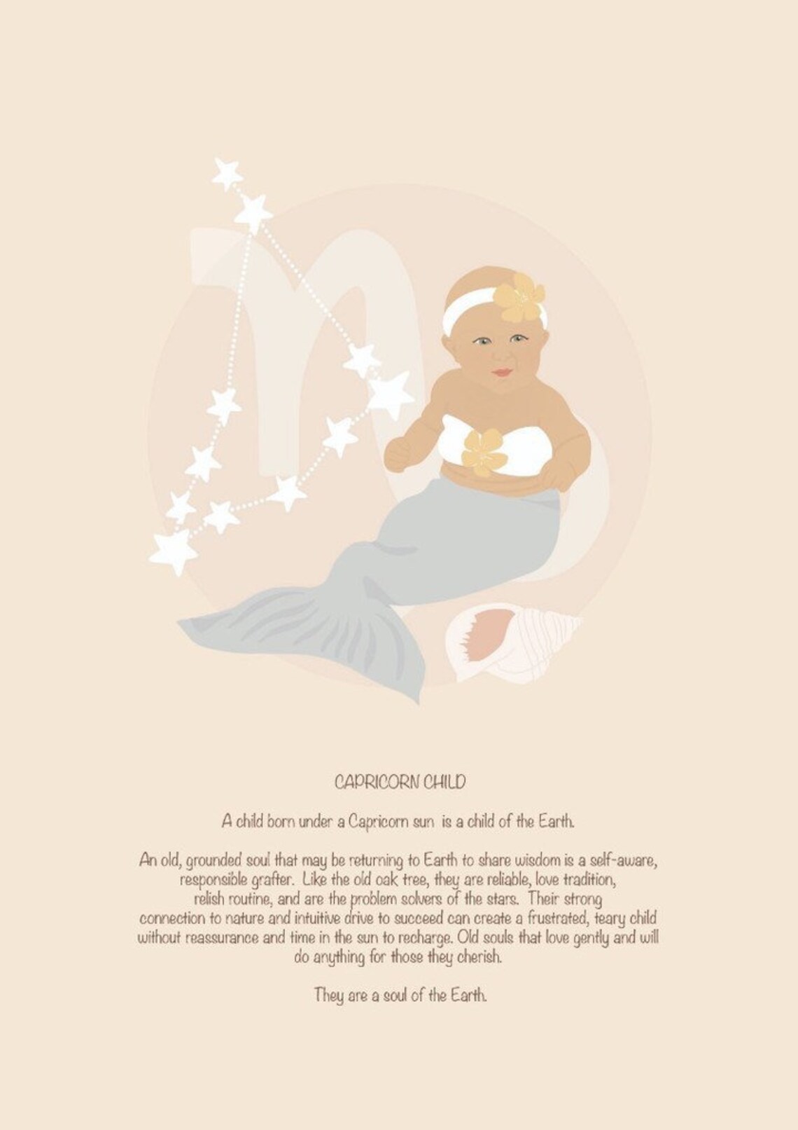 Capricorn Child Zodiac Astrologly Sign Nursery | Etsy