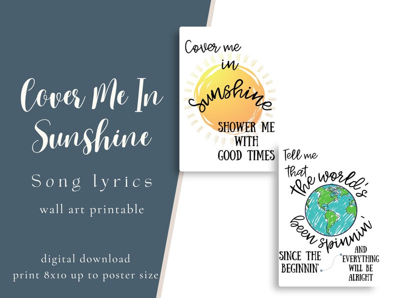 Cover Me in Sunshine Lyrics Printable Wall Art - Etsy