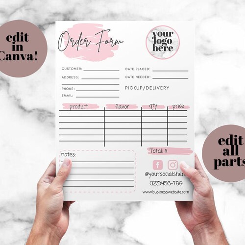 Editable Order Form Small Business Forms Printable Craft - Etsy