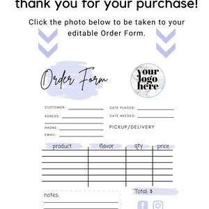 Order Form Lilac Editable Order Form Digital Download Edit - Etsy
