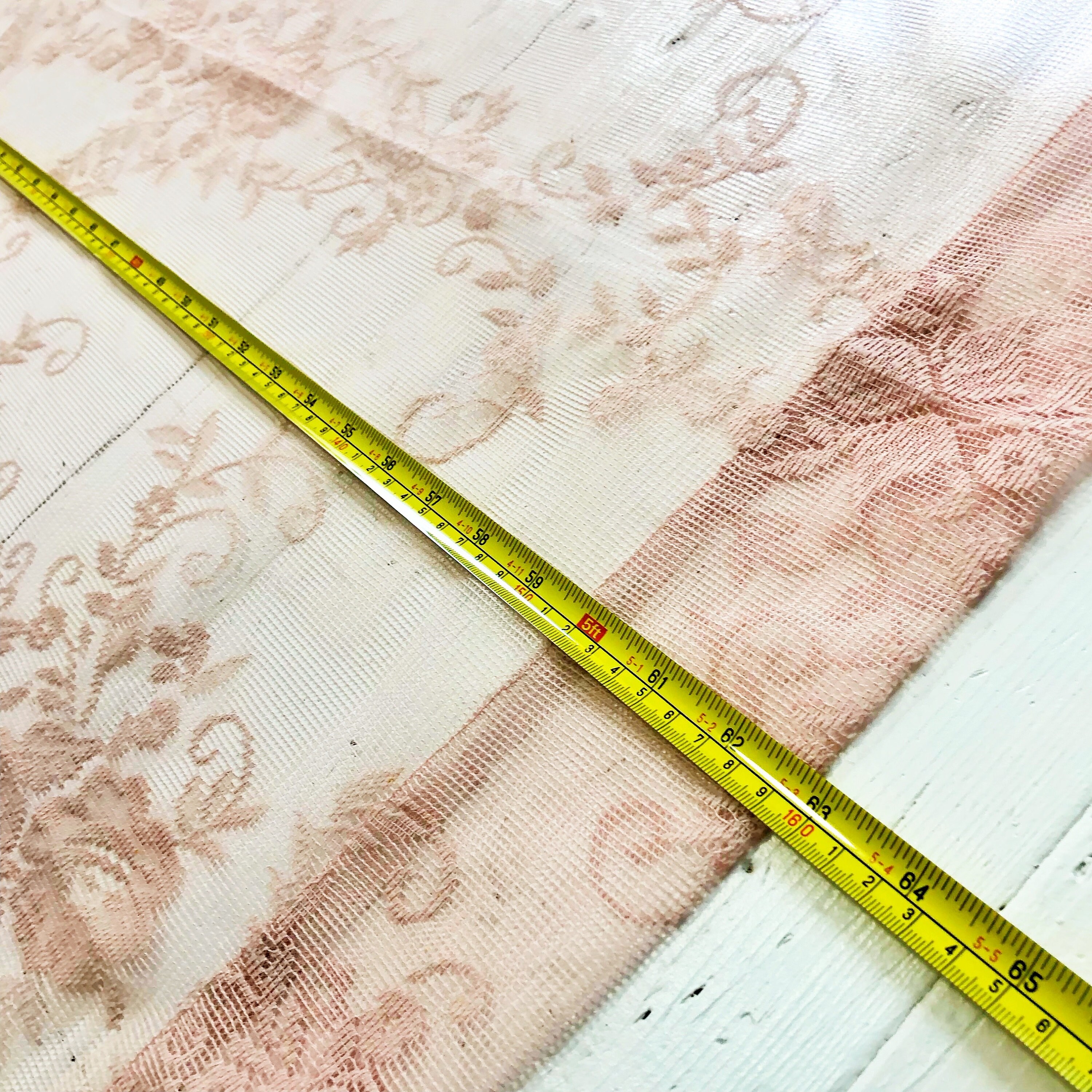 Pink Lace Curtain Pretty Dusty Rose Floral Lacey Long - Etsy