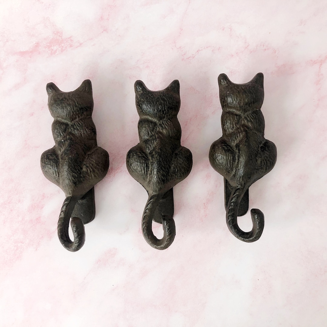 Cat Door Knocker Vintage Cast Iron Cat Shape Kitschy Figural Front Door ...