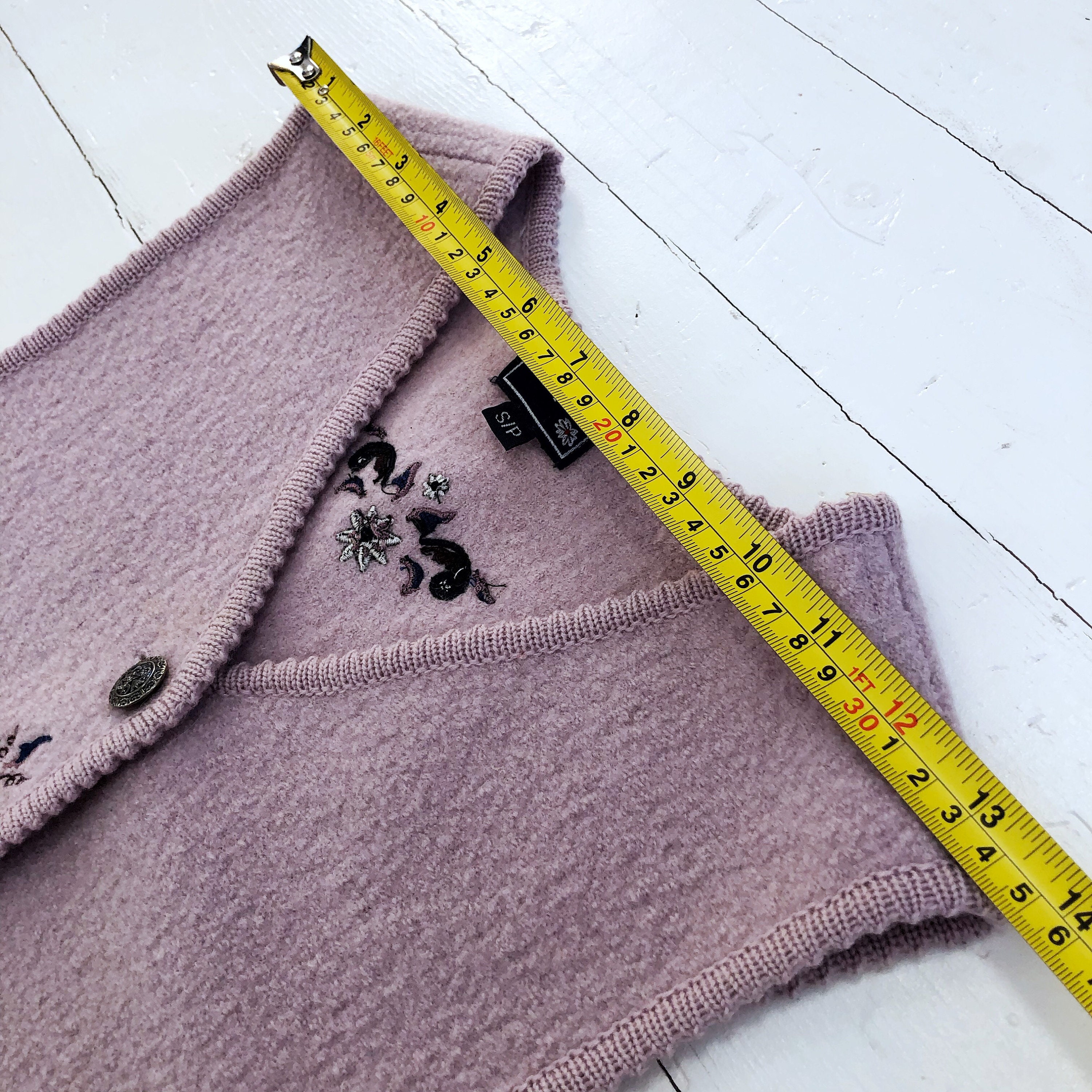 Vintage Granny Chic Embroidered Wool Vest Button up Purple Sweater Vest ...