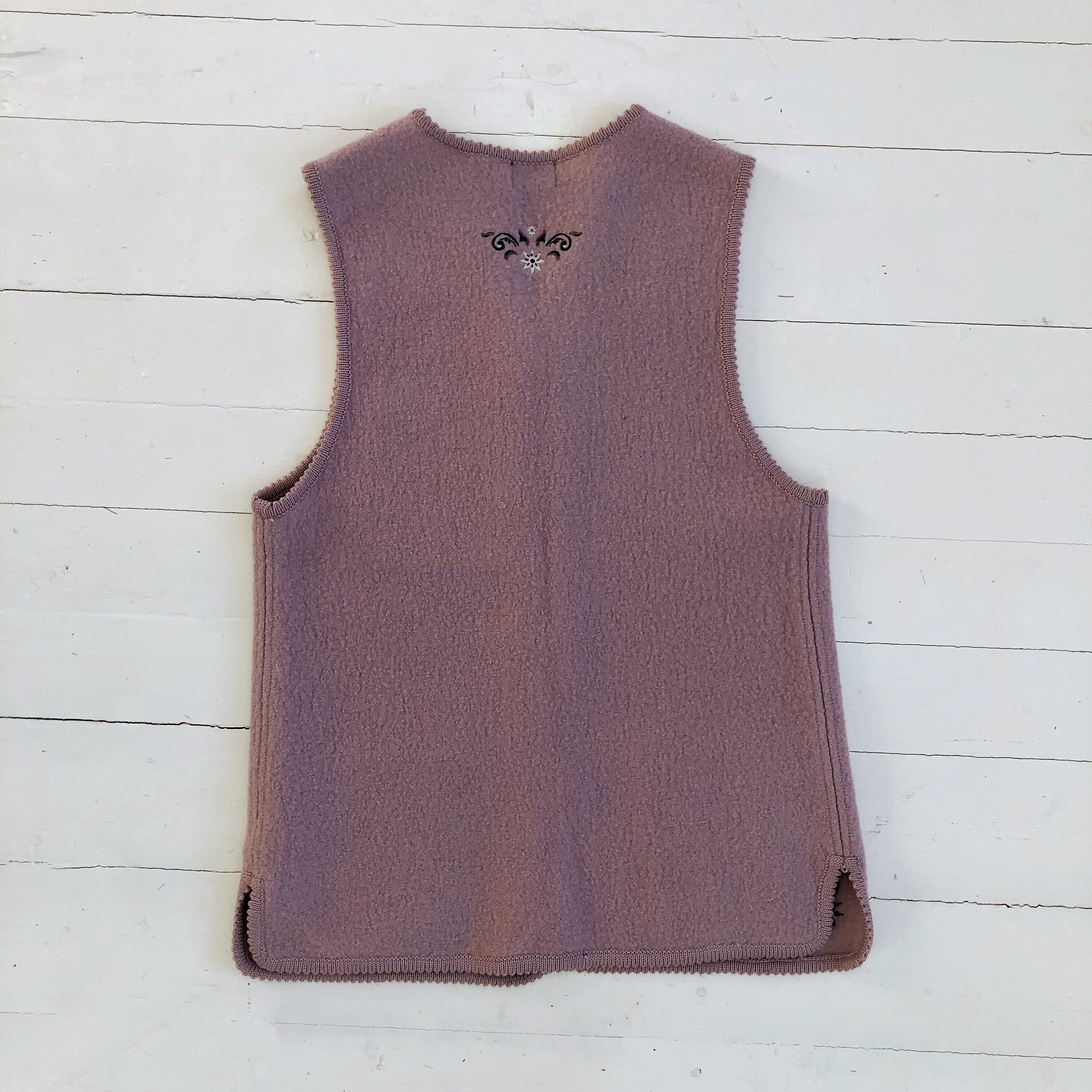 Vintage Granny Chic Embroidered Wool Vest Button up Purple Sweater Vest ...