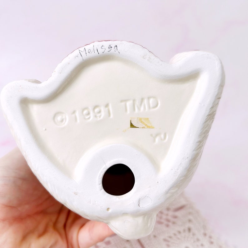 Cute Bear Planter Ceramic White Teddy Bear Plant Pot Marked 1991 TMD ...