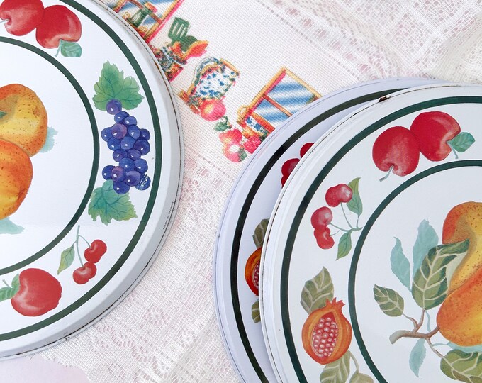 Metal Burner Covers - Set of 4 Vintage Fruit Print Tin Stove Element ...