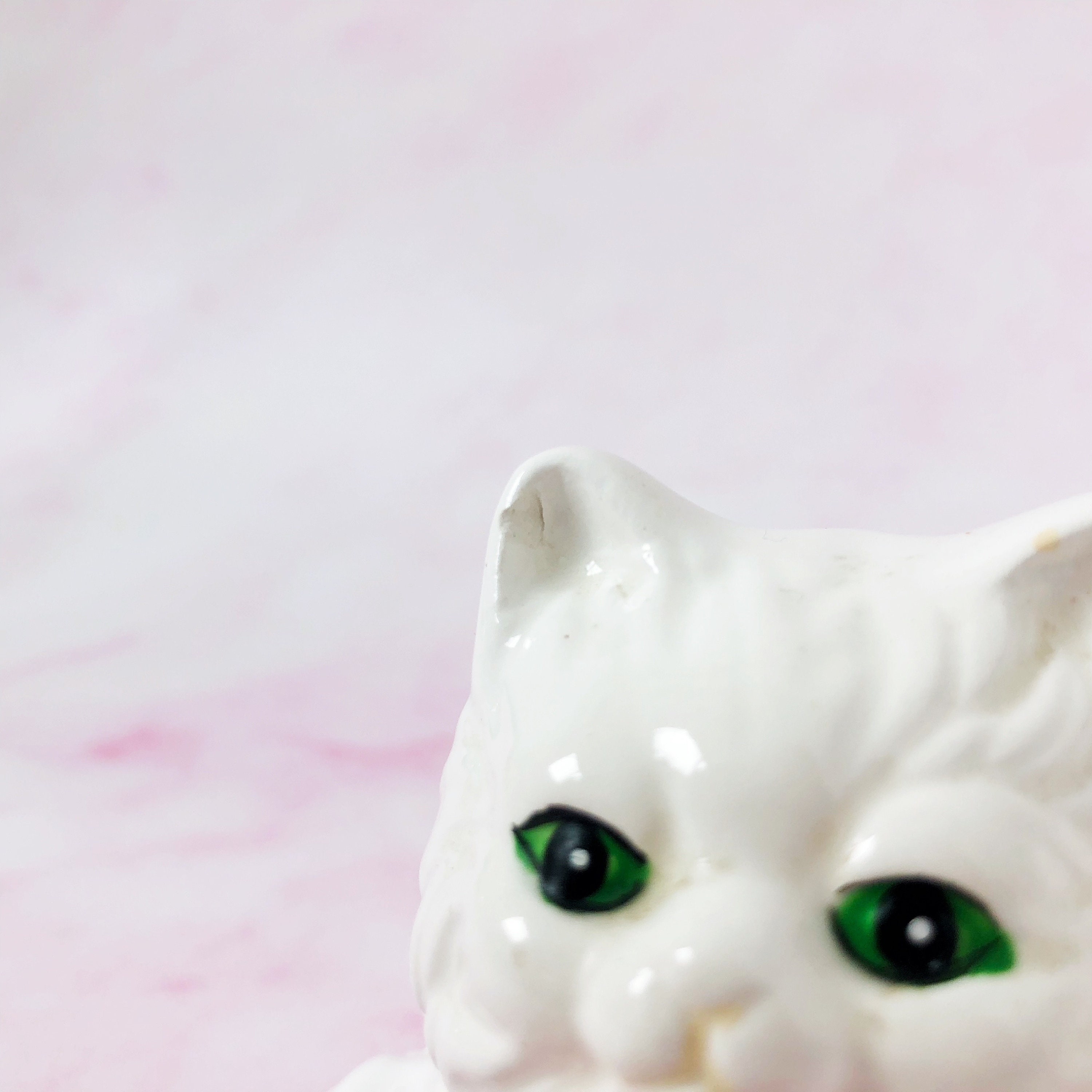 Vintage Cat Figurines Cute Ceramic Fluffy White Cat Statues - Etsy