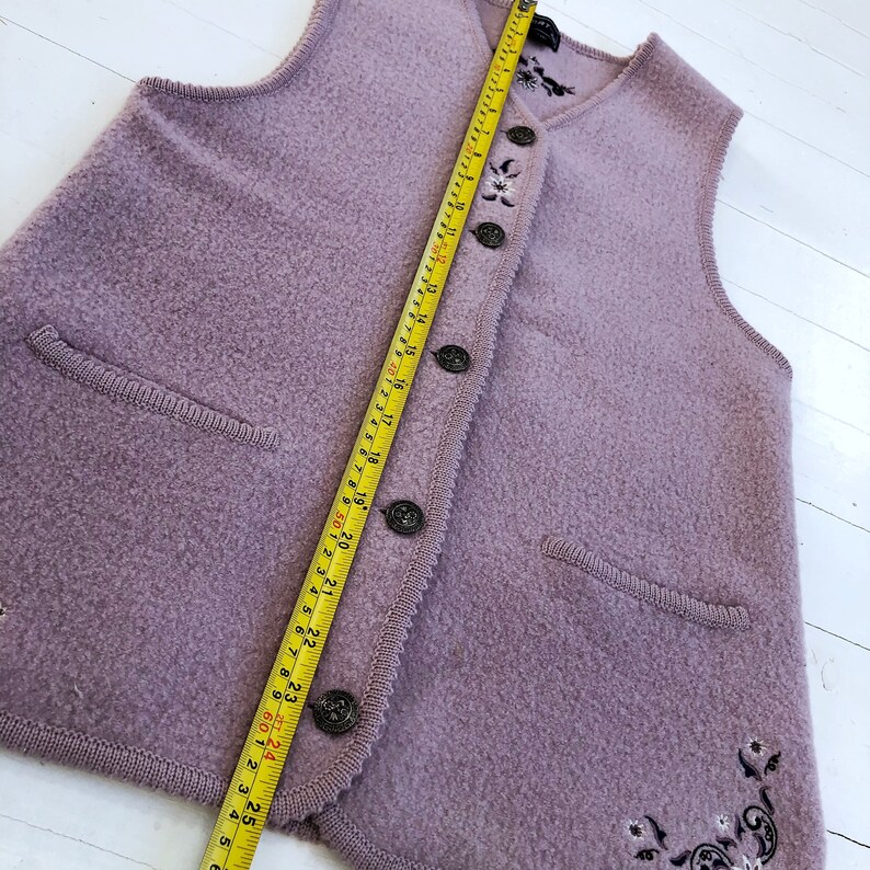 Vintage Granny Chic Embroidered Wool Vest Button up Purple Sweater Vest ...