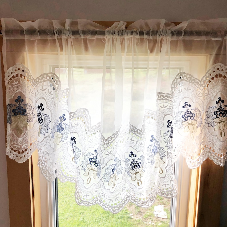 Sheer Cafe Curtains Pretty Translucent Vintage Curtains W/ Art Noueau ...