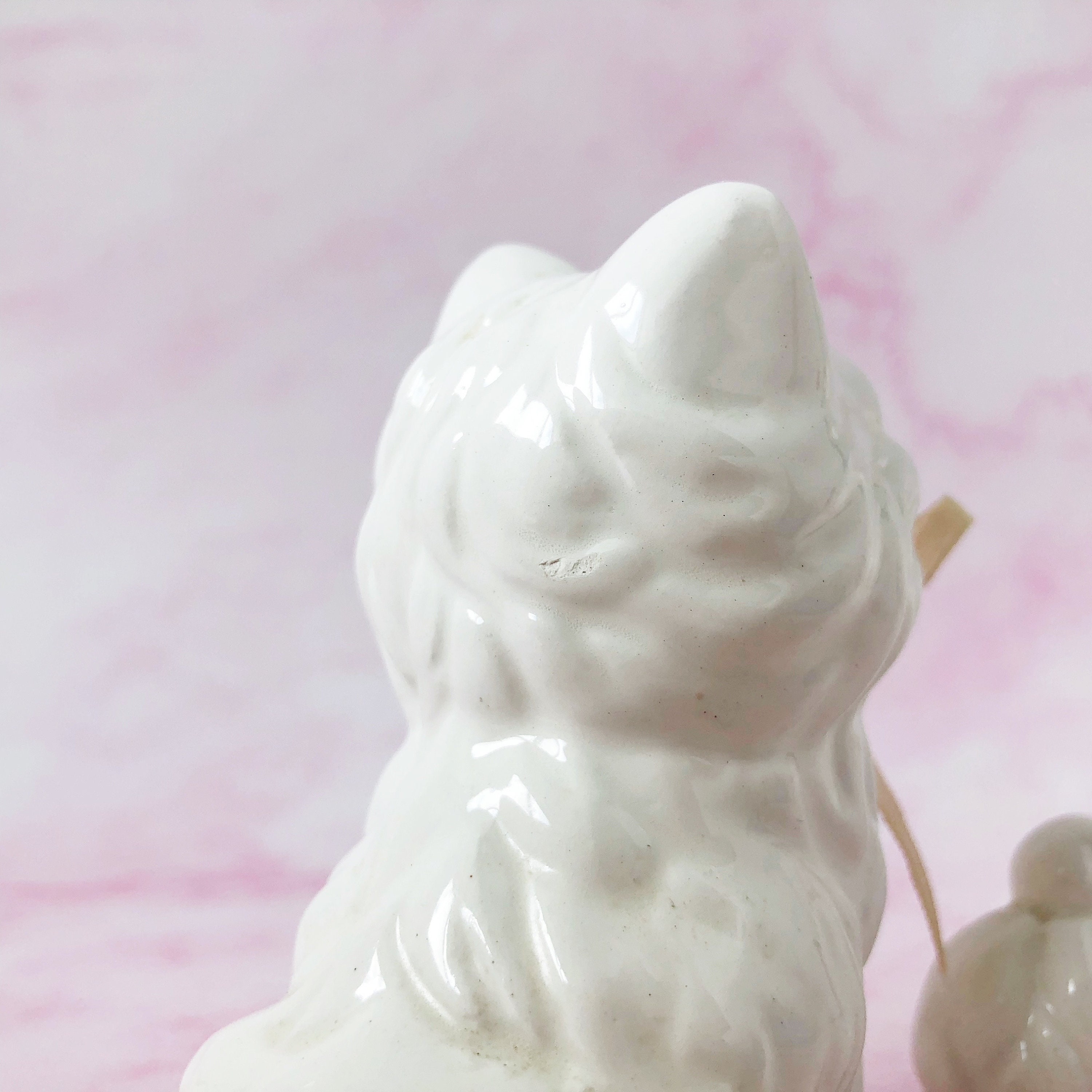 Vintage Cat Figurines Cute Ceramic Fluffy White Cat Statues - Etsy