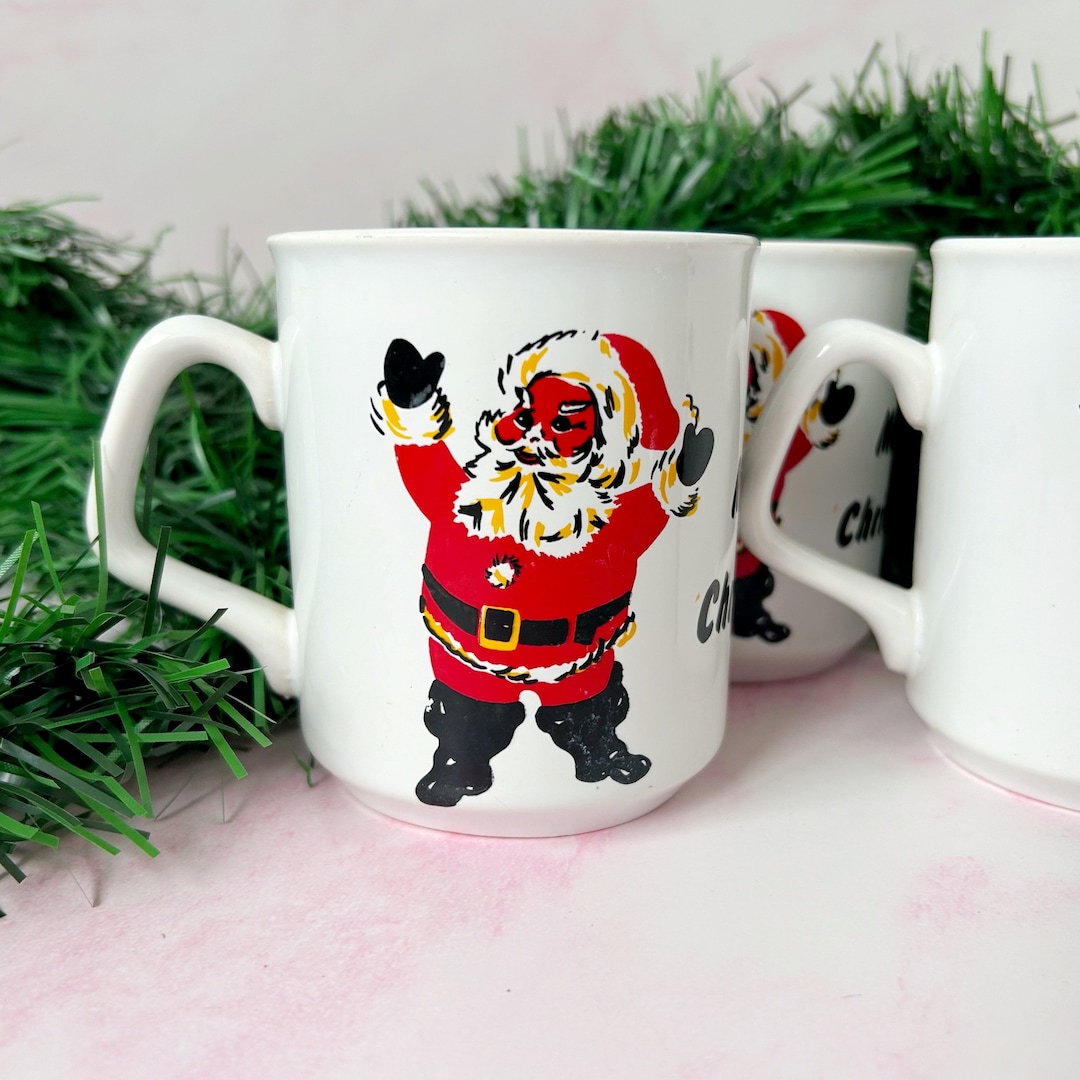 Vintage Santa Mugs Made in England Merry Christmas Coffee Cup Set Three ...