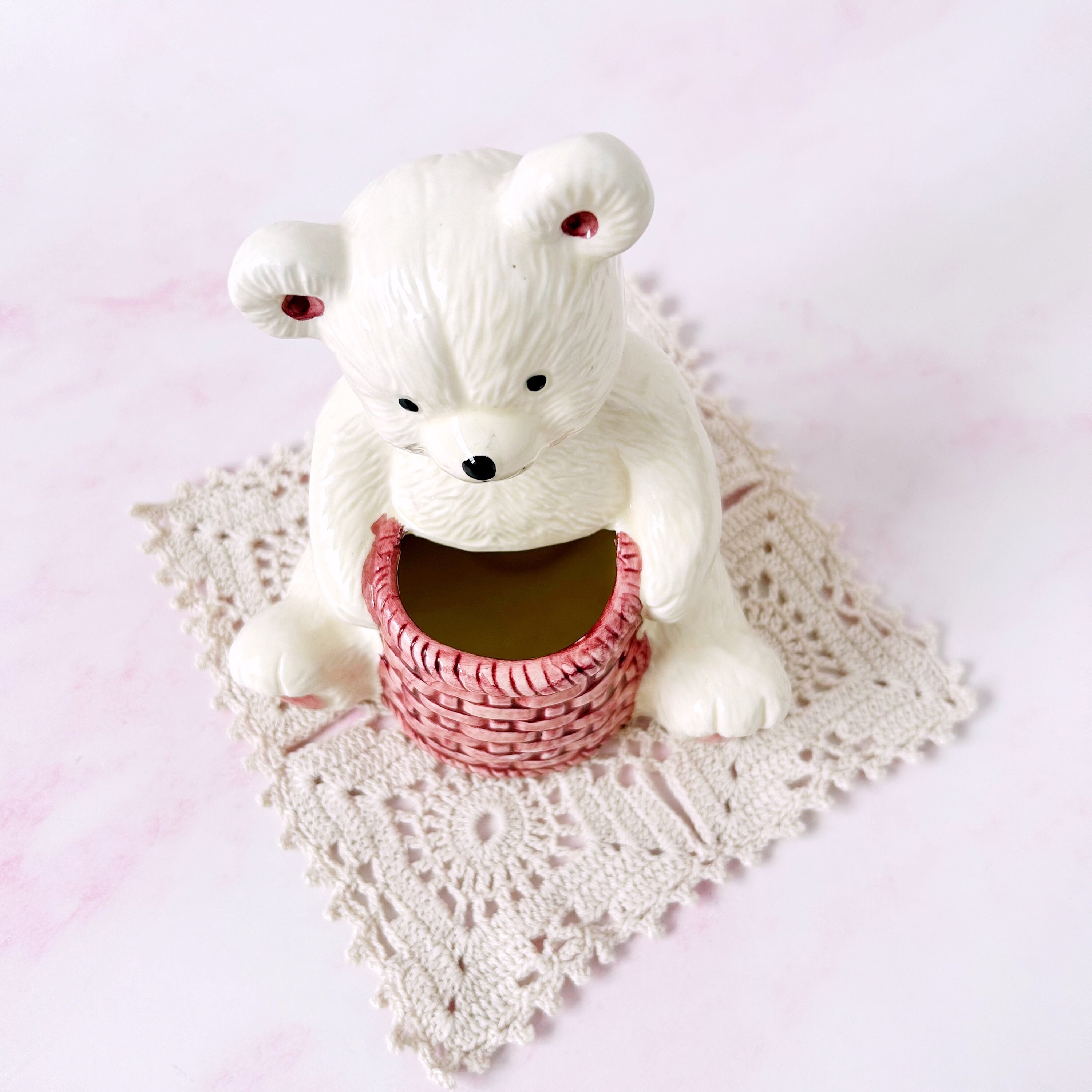 Cute Bear Planter Ceramic White Teddy Bear Plant Pot Marked 1991 TMD ...