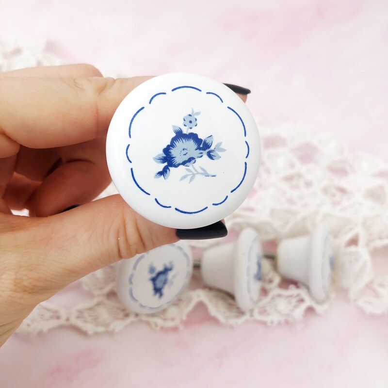 Blue Porcelain Knobs - Etsy