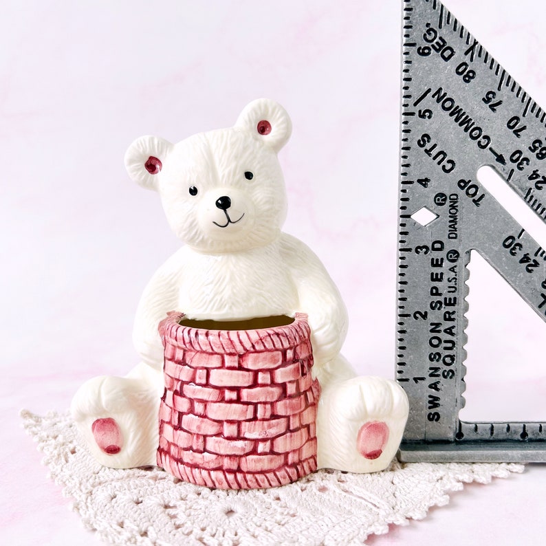 Cute Bear Planter Ceramic White Teddy Bear Plant Pot Marked 1991 TMD ...