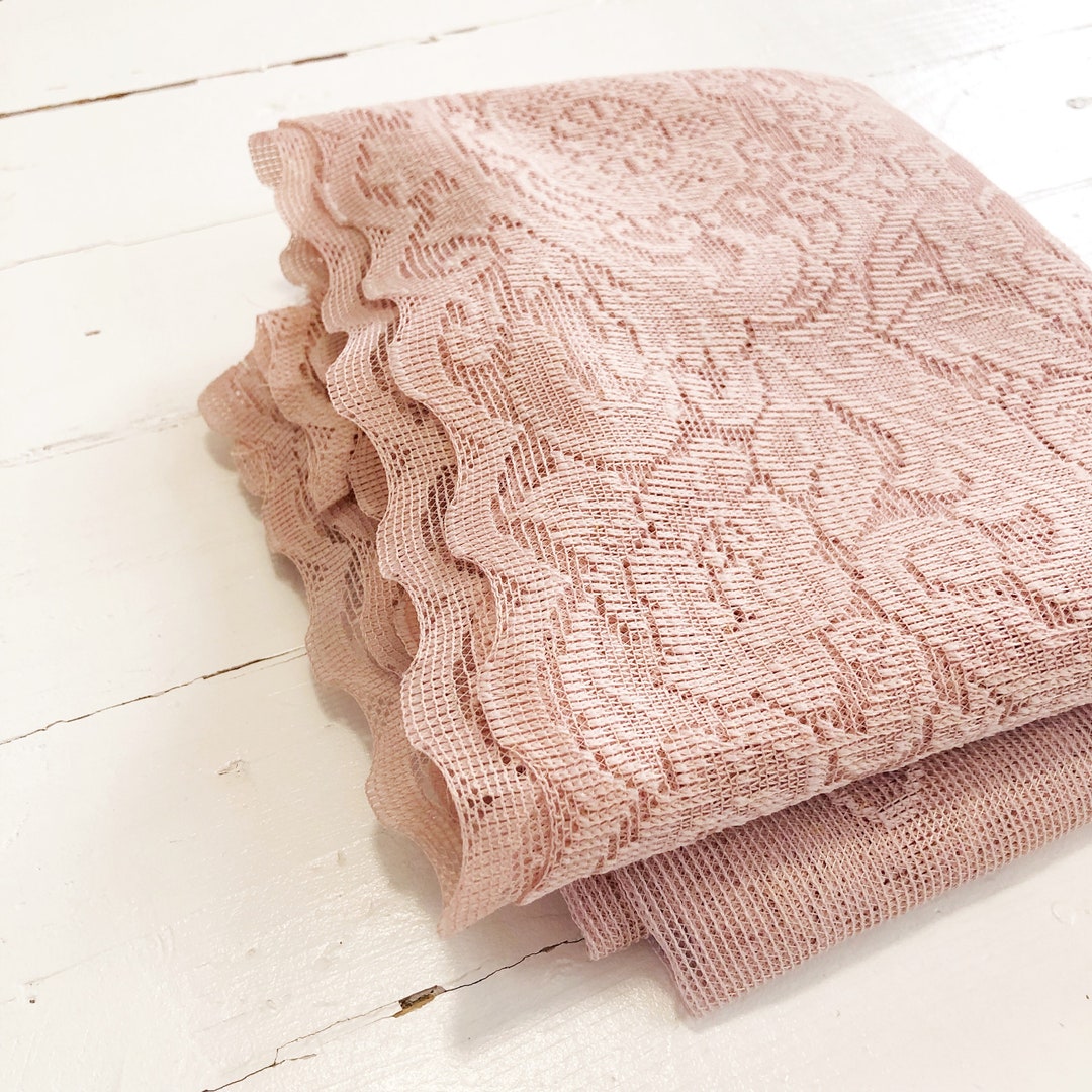 Pink Lace Curtain Pretty Dusty Rose Floral Lacey Long - Etsy