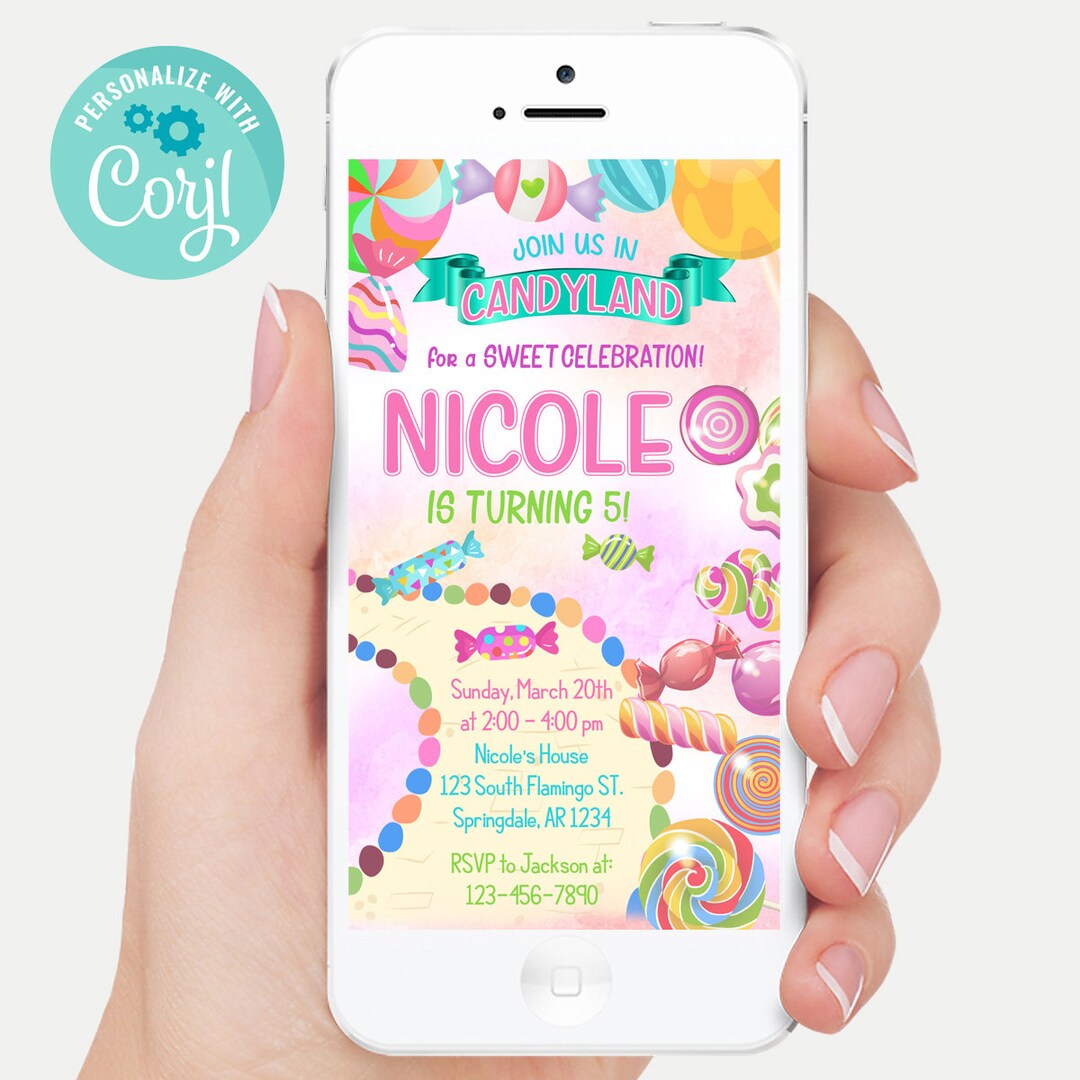 Candyland Invitation Candyland Birthday Invites Candyland - Etsy