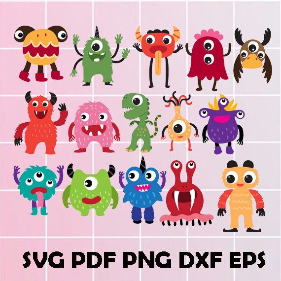 Clipart, Svg Bundle, Cute Fluffy Monsters Svg, Cute Fluffy Monsters ...