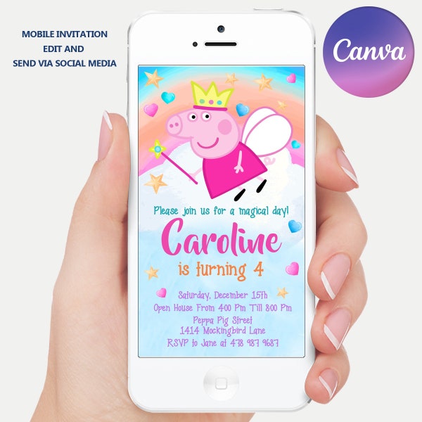 Peppa Pig Invitation - Etsy