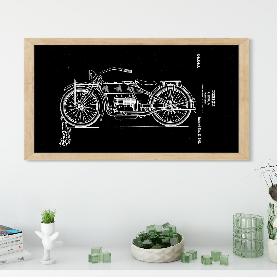 Samsung Frame TV Kunst, Motorrad-Patent, Blaupause Diagramm, digitaler ...