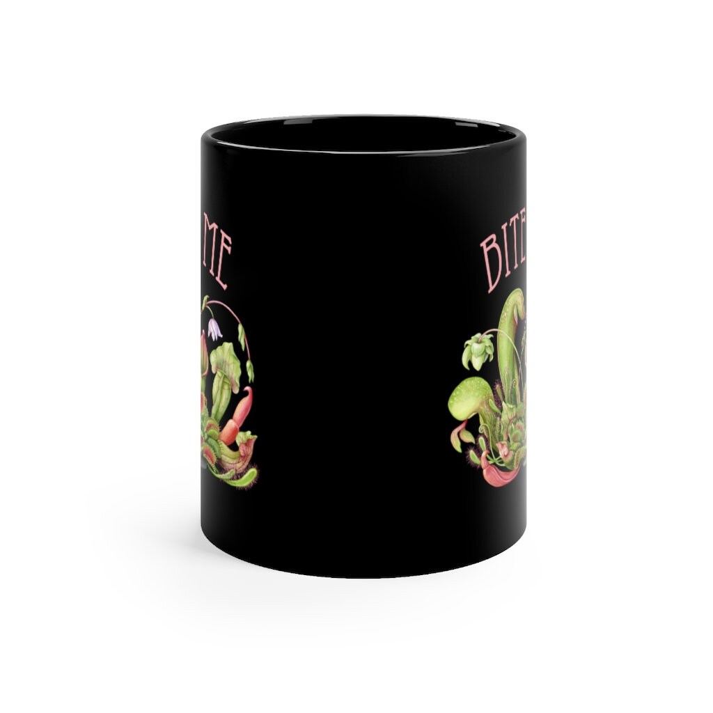 Bite Me Mug, Carnivorous Plant, Venus Fly Trap Pitcher Plant, Black 11 ...