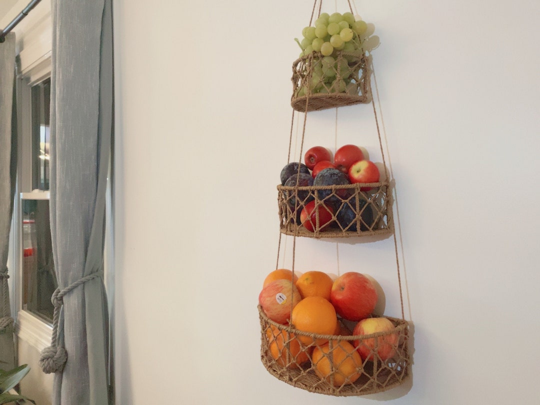 Three Tier Hanging Baskets, Kitchen Baskets, Set of 3 Hanging Baskets ...