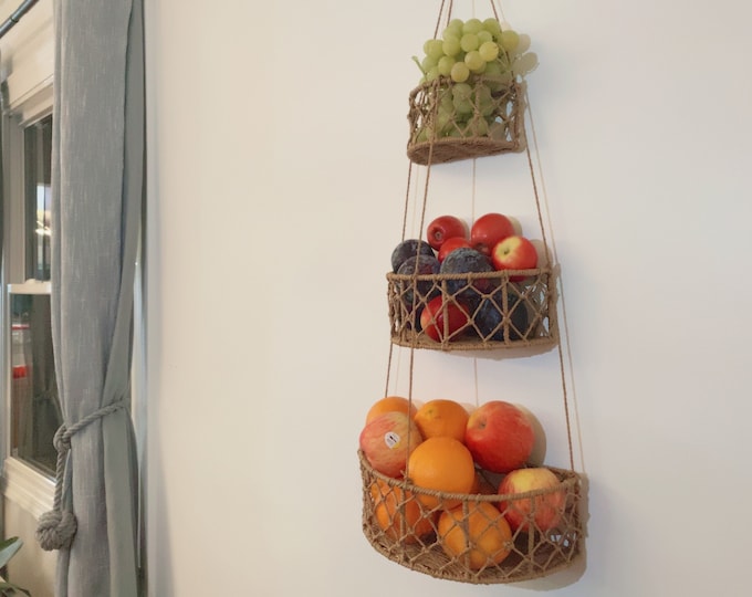 Three Tier Hanging Baskets Kitchen Baskets Set of 3 Hanging - Etsy