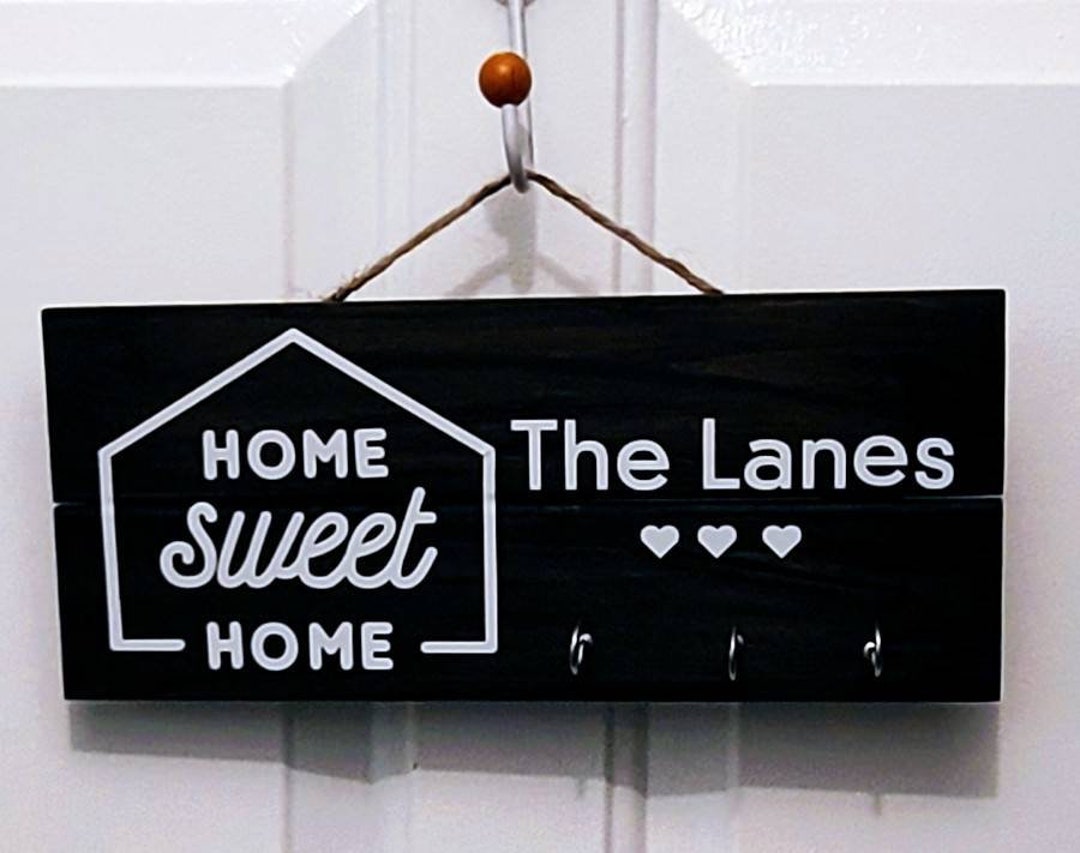 CUSTOM Home Sweet Home Key Holder / Sign. - Etsy