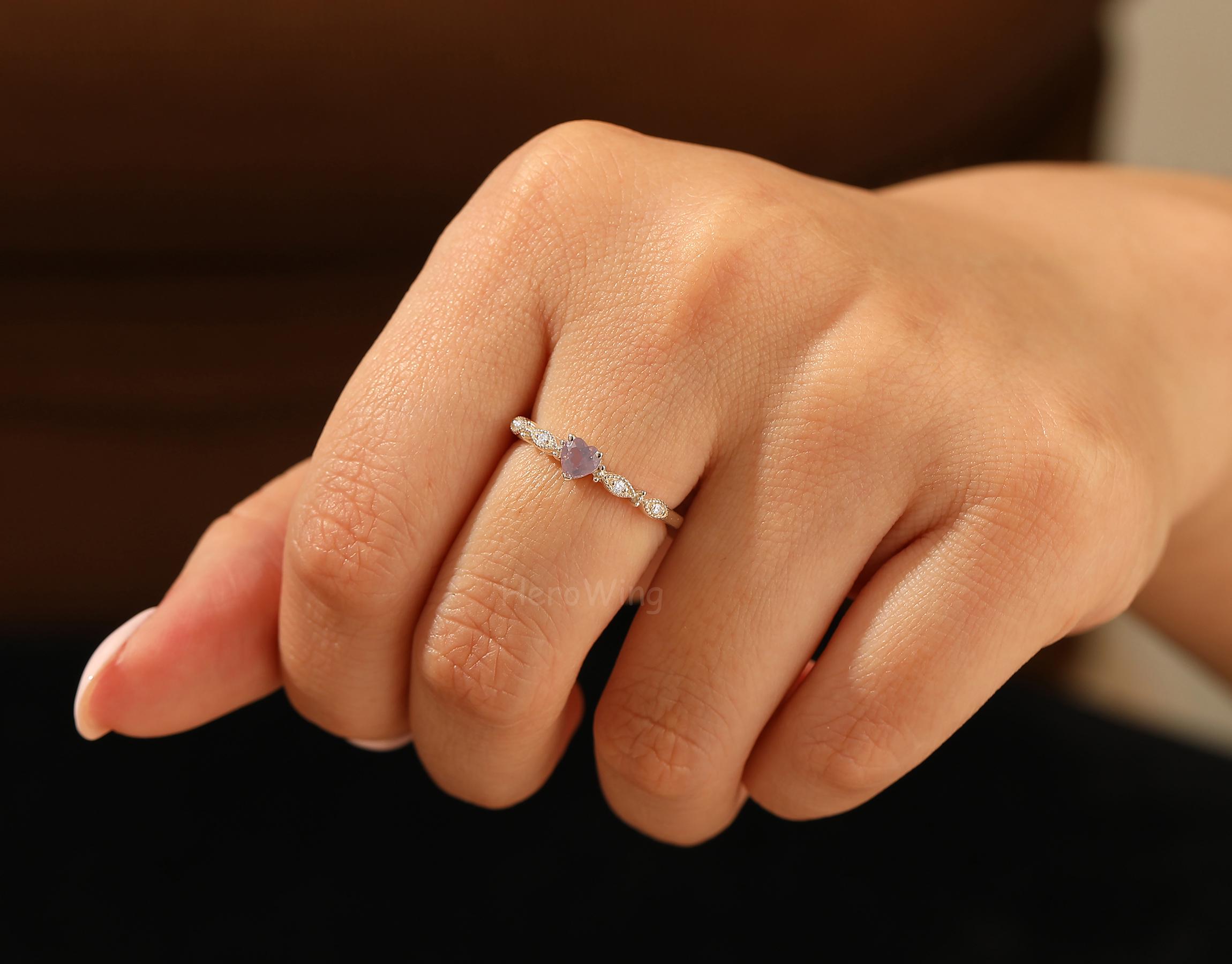 Amethyst Anniversary Birthday Gift for Her 4mm Hearted Shaped Natural ...