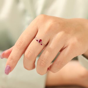 Solid Gold Tiny Ruby Ring Stacking Ring for Women Red Ruby Ring Jewelry Bezel Set Ruby July ...