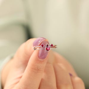 Solid Gold Tiny Ruby Ring Stacking Ring for Women Red Ruby Ring Jewelry Bezel Set Ruby July ...