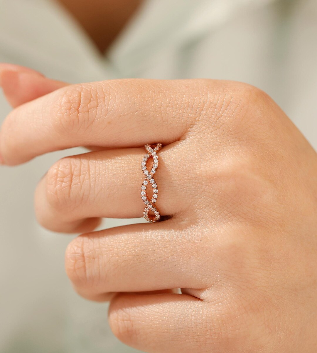 Real Gold Stackable Ring DE Color Moissanite Diamond Designer Rings ...