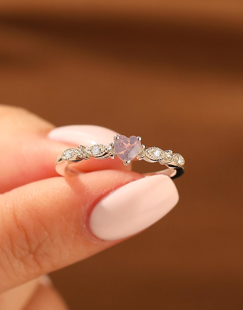 Amethyst Anniversary Birthday Gift for Her 4mm Hearted Shaped Natural ...
