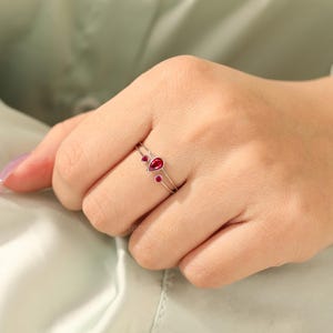 Solid Gold Tiny Ruby Ring Stacking Ring for Women Red Ruby Ring Jewelry Bezel Set Ruby July ...