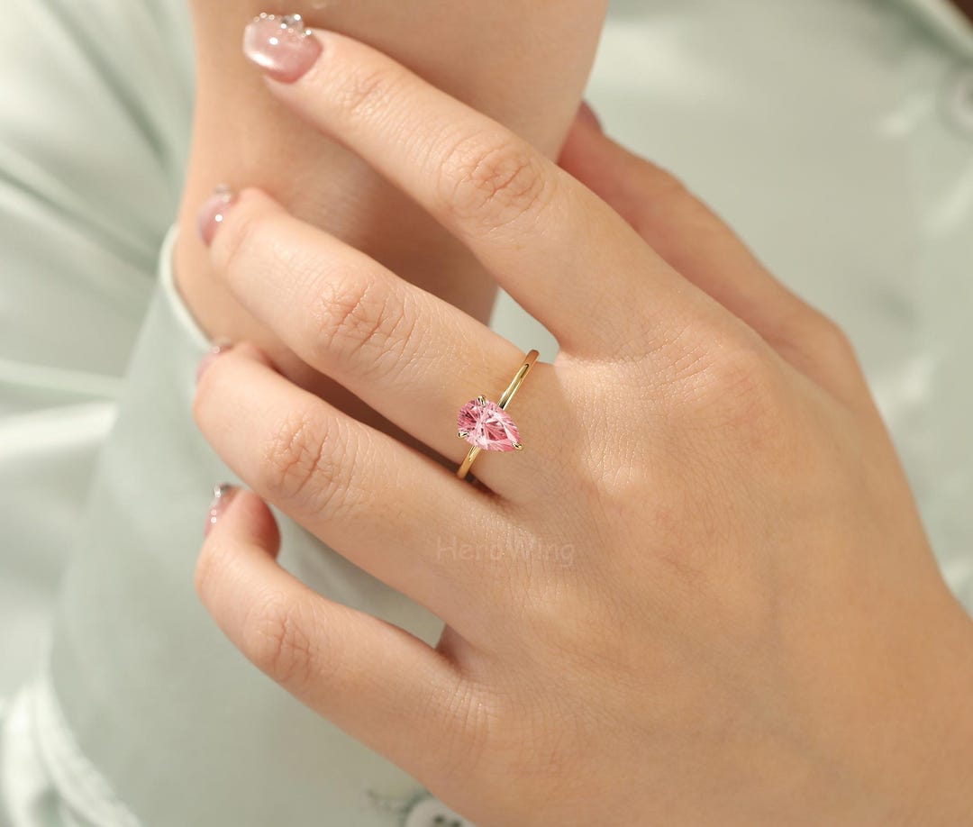 Solitaire Firework Cut Lab Pink Sapphire Bridal Ring Anniversary ...