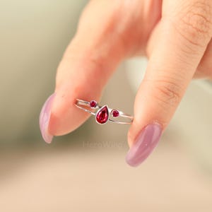 Solid Gold Tiny Ruby Ring Stacking Ring for Women Red Ruby Ring Jewelry Bezel Set Ruby July ...