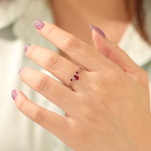 Solid Gold Tiny Ruby Ring Stacking Ring for Women Red Ruby Ring Jewelry Bezel Set Ruby July ...