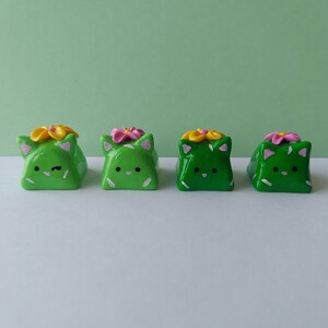 Cat Cactus With Blooming Flower Artisan Keycap Handmade Animal Keycap ...