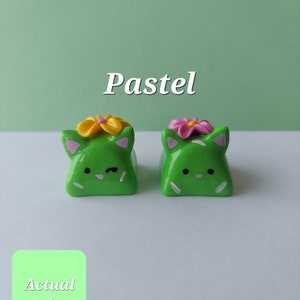 Cat Cactus With Blooming Flower Artisan Keycap Handmade Animal Keycap ...