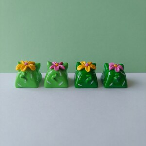 Cat Cactus With Blooming Flower Artisan Keycap Handmade Animal Keycap ...