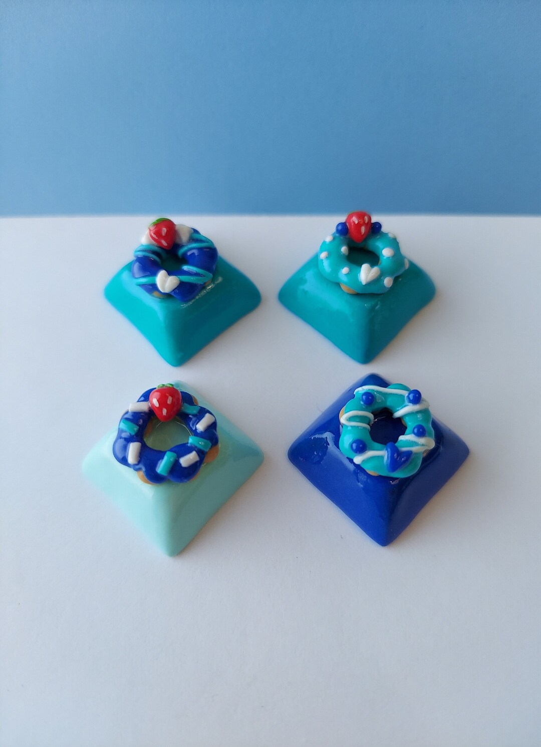 Berry Mochi Donut Artisan Keycap With Blue Base Handmade - Etsy