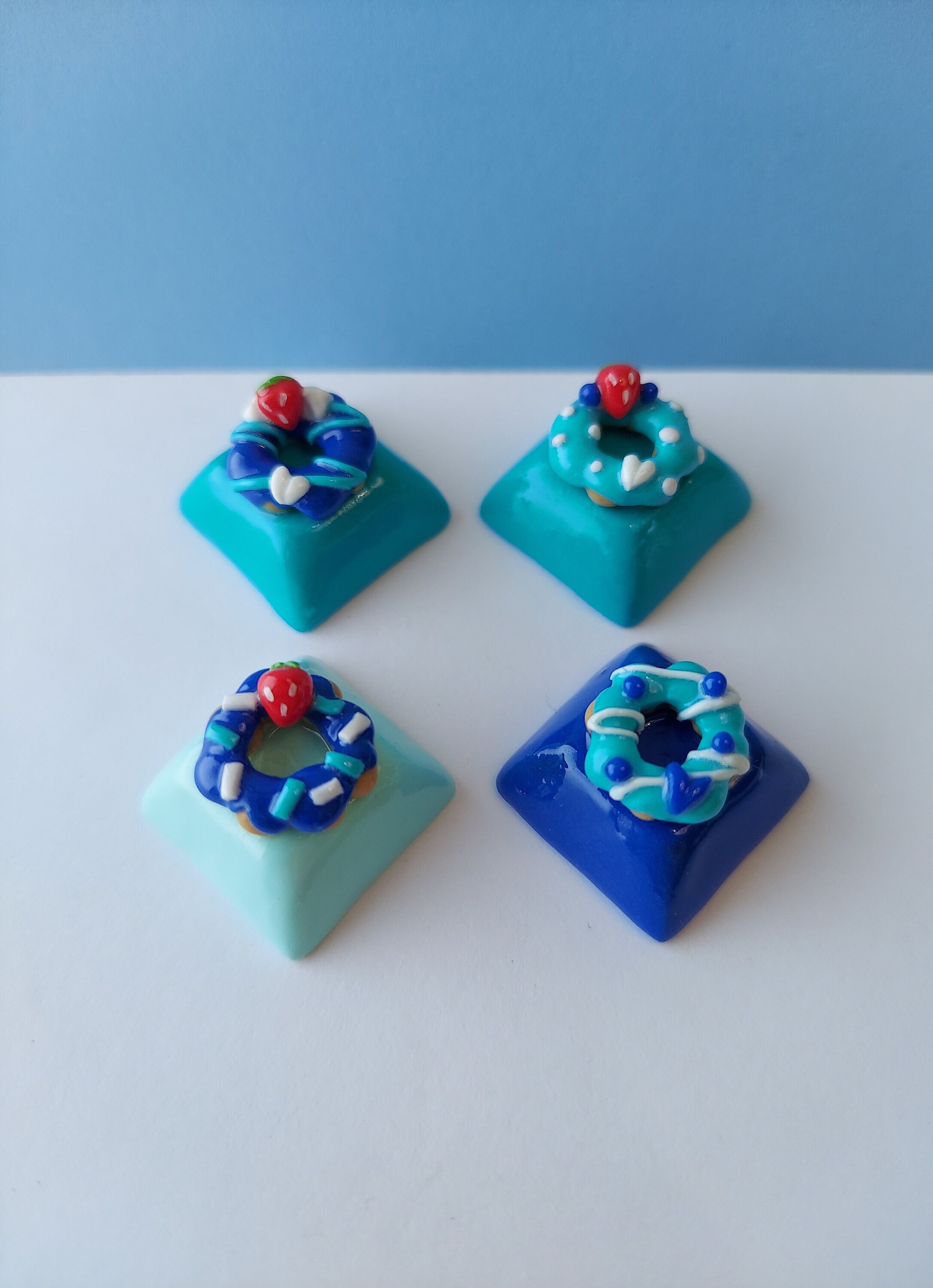 Berry Mochi Donut Artisan Keycap With Blue Base Handmade - Etsy