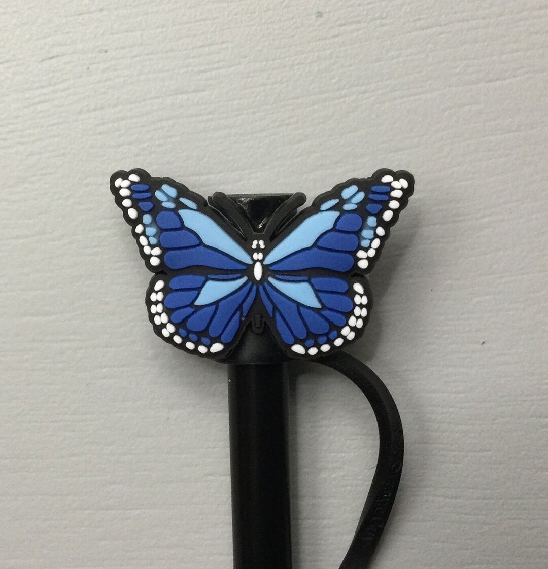 Blue Butterfly Straw Topper - Etsy